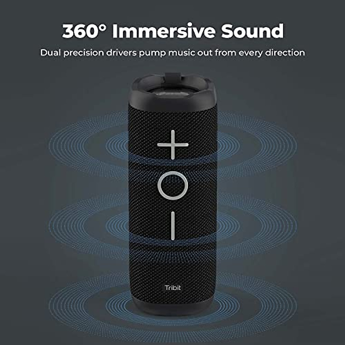 Tribit StormBox Bluetooth Speaker - 24W Portable Speaker, 360° Full Surround Sound, Enhanced Bass, Wireless Dual Pairing, IPX7 Waterproof, 20-Hour Playtime, 66ft Bluetooth Range Outdoor Speaker