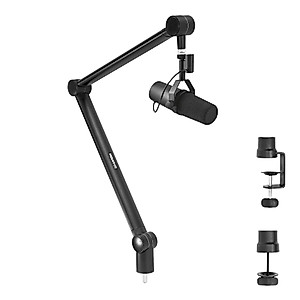 MOUNT-IT! Adjustable Microphone Boom Arm [3/8’’ to 5/8’’ Screw Adapter] Suspension Scissor Mic Stand, Desk Mount For Blue Snowball, Yeti, & Other Studio and Gaming Microphones (With Cable Management)