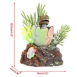 LOXGO Aquarium Decorations Small Ornaments Baby Dinosaur in Egg for Fish for Tank Aquatic Pet Supplies with Air Hose Aquarium Heater Light Thermometers Gravel Sand Decorations