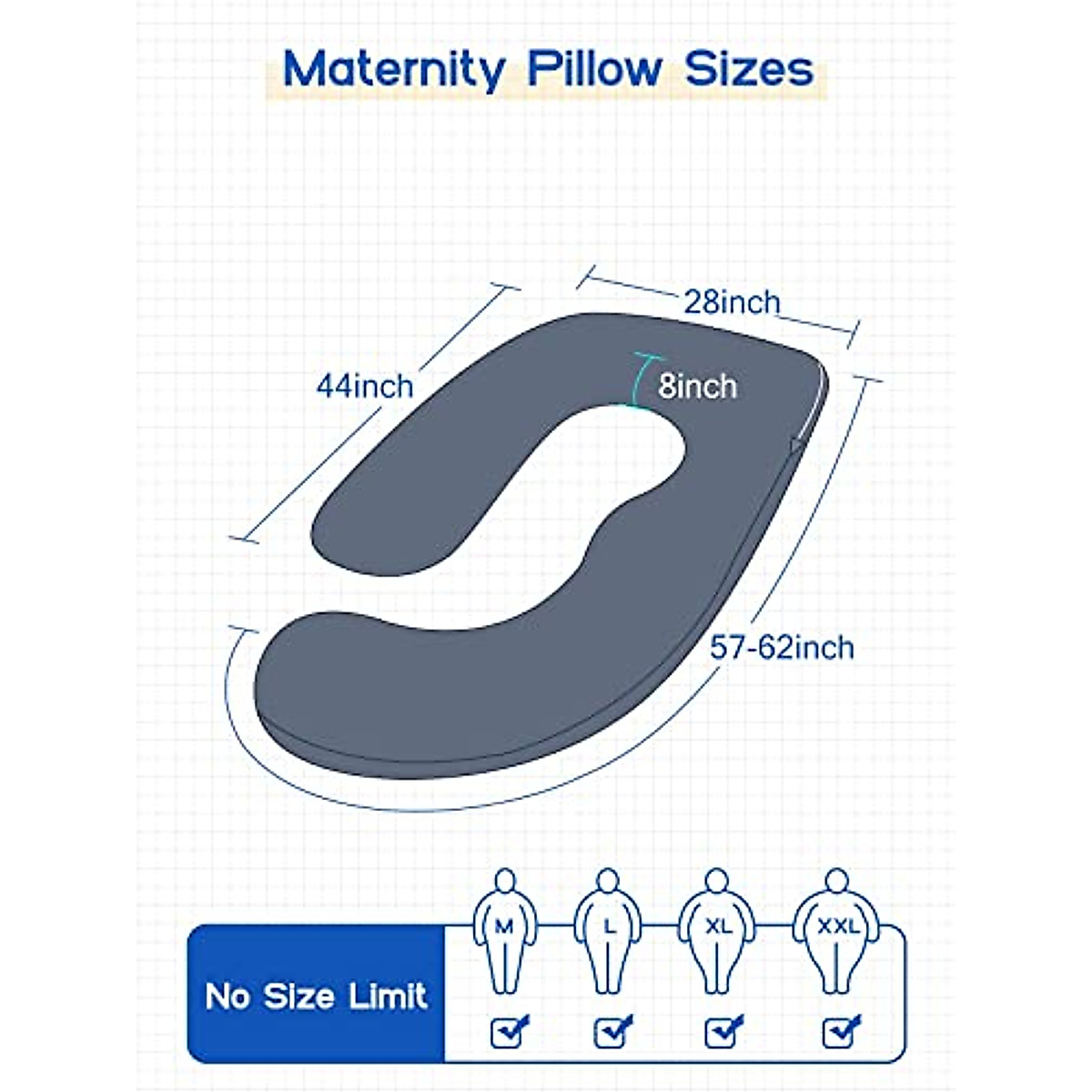 Wndy's Dream Pregnancy Pillow J Shaped Full Body Pillow with Velvet Cover, 60 inches Maternity Pillow for Pregnant Women Back, Legs and Belly Support