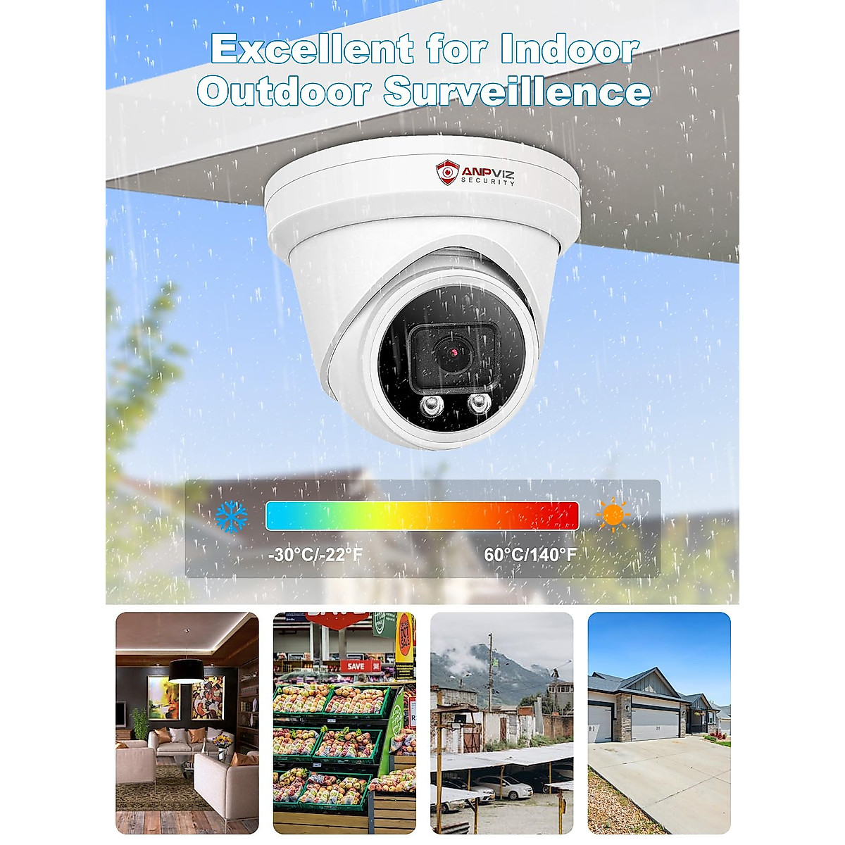 Anpviz 16CH 4K Dome POE IP Security Camera System, 8pcs Wired 8MP Turret Cameras with Human Detection, H.265 16 Channnel NVR with 4TB HDD Pre-Installed, for 24/7 Recording, U Series