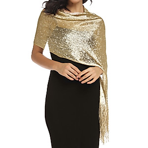 Rheane Shawl Wraps for Women Shawls and Wraps for Evening Dresses Gold Dress Evening Dresses for Women 2024 Wedding Guest Summer (Dark Gold with Gold Glitter)