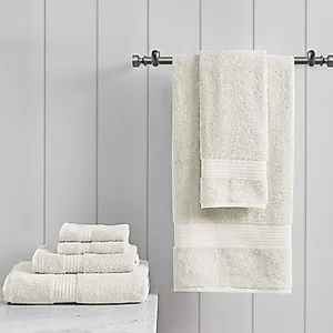 Madison Park Organic 100% Cotton Bathroom Towel Set, Hotel & Spa Quality Highly Absorbent, Quick Dry, Include for Shower, Handwash & Facial Washcloth, Multi-Sizes, Ivory
