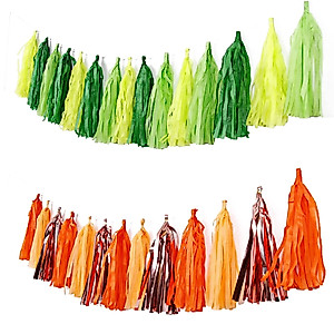 20pcs 14 Inch Shiny Tissue Paper Tassels Garland Bunting for Wedding Baby Shower Festival Anniversary Birthday Party Banner Wall Hanging Decorations DIY Kit (Light Blue)