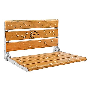 Folding Shower Seat Wall Mounted,16IN Folding Teak Shower Seat for Seniors, Disableds, Pregnants, Maximum Load 400LB [2023 New],Wall Mounted Shower Seat,Shower Seats Folding, Yellow