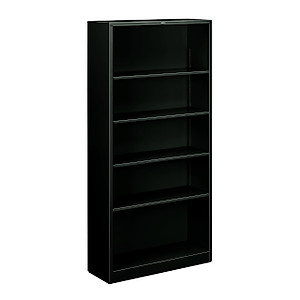 HON Metal Bookcase - Bookcase with Two Shelves, 34-1/2w x 12-5/8d x 72h, Black (H)
