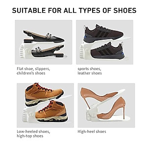 New Shoe Slots Organizer 12 Pack - Upgrade Shoe Stackers for a Pair Of Shoes, Shoe Storage Shoe Space Savers 50%, 5 Levels Adjustable Space Saving Shoe Rack Shoe Riser Stackable Shoe Organizer,White