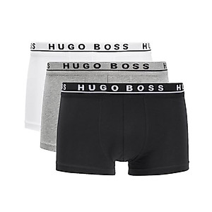 BOSS Men's 3-Pack Stretch Cotton Regular Fit Trunks, White/Gray/Black, Large