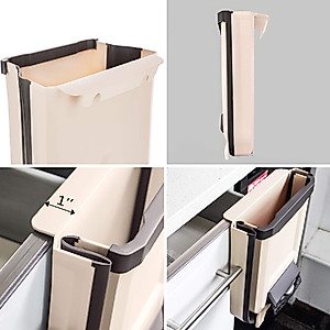 ARTHYS Hanging Trash Can for Kitchen Cabinet Door (Cream)