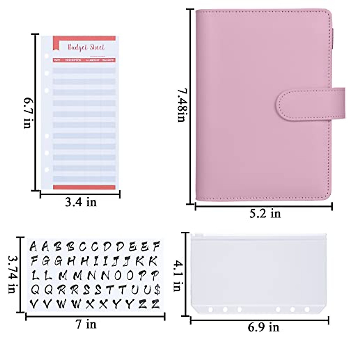 Antner Budget Binder with Zipper Envelopes & Expense Tracker Sheets for Budgeting, A6 Money Saving Binder, Budget Book Planner with Cash Envelopes, Savings Binder for Money Saving, Pink