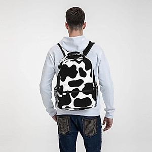 Aisquw Black And White Cow Print Backpack Large-Capacity School Bag Laptop Portable Backpack For Travel Office Shopping (Black White Cow)