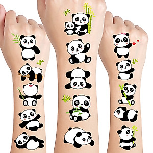 Birthday Decorations Panda Party Favors, 24 Sheets Panda Temporary Tattoos,