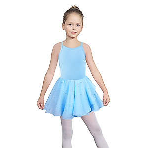 EQSJIU Ballet Costumes For Girls Toddler Dance 2t 3t 18-24 Months Leotards With Skirts Tutu Outfits Bodysuits Light Royal Blue