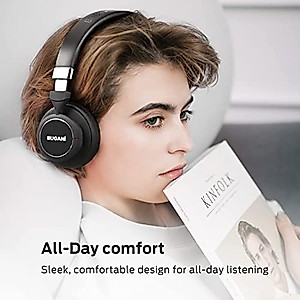 BUGANI Bluetooth Headphones Wireless Over-Ear, with Built-in Microphone, 20H Playtime, Deep Bass Hi-Fi Stereo Sound, Memory Foam Ear Cups for Travel Home Office
