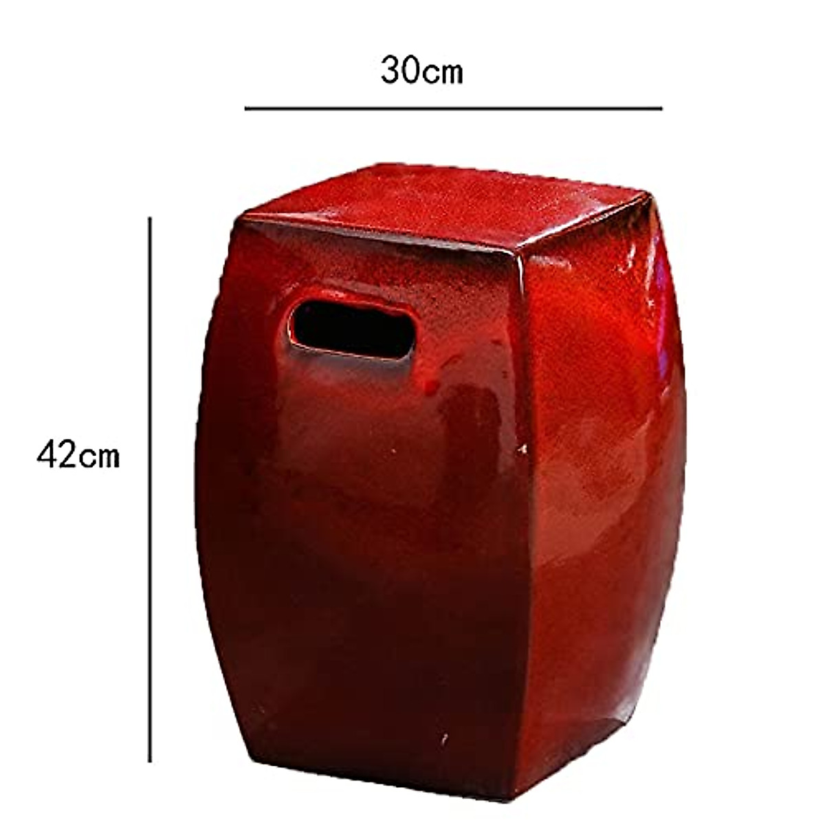FAIRAH New Chinese-Style Square Ceramic Stool, Drum Stool, Shoe-Changing Stool, Retro Nostalgic Drum Stool for Study Guzheng. (Color : Red)