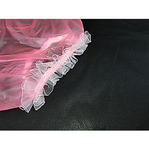 Haian Adult Incontinence Pull-on Plastic Pants Lace Panties with White Lace (Large, Transparent Pink)