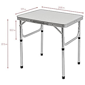 Aluminum Portable Folding Camp Table With Carry Handle - By Trademark Innovations, White