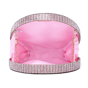 Covelin Women's Dollar Coin Handbag Rhinestone Purse Evening Clutch Bag Pink