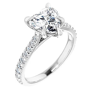 Solitaire Moissanite Engagement Ring Set, 2 CT Heart Cut Moissanite Diamond Bridal Wedding Ring Set for Women, Birthday Gift for Wife, VVS1 Colorless, 10K 14K 18K Solid Gold, 925 Silver