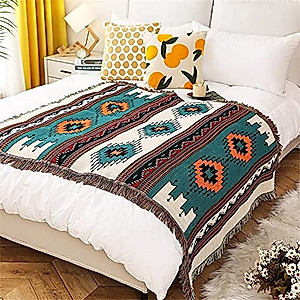 Homesy Aztec Throw Blankets Navajo Southwestern Throws Cover Reversible Southwest Blanket for Couch Chair Sofa Bed Home Outdoor Beach Travel