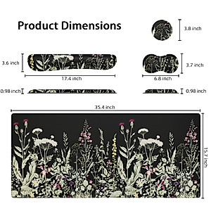 PULAIXIN 4 in 1 Desk Mat, Large Mouse Pad Wrist Support Set, Keyboard Wrist Rest with Non-Slip Rubber Base, Ergonomic Design for Office Gaming Desk Accessories-Night Garden-L8