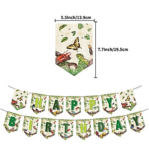 32 Pieces Bugs Party Supplies Includes Bugs Happy Birthday Banner Cake Topper Cupcake Toppers Balloons Insect Theme Party for Baby Shower Boys and Girls Birthday Decorations