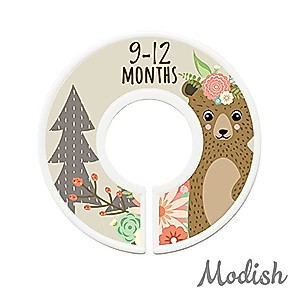 Modish Labels Baby Clothes Size Dividers, Baby Closet Organizers, Size Dividers, Baby Closet Organizers, Closet Dividers, Clothes Organizer, Girl, Woodland, Scandinavian, Nursery, Fox, Bear (Baby)
