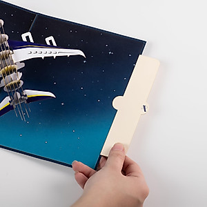 Rykamia Night Plane Pop Up Card, Jet Airplane Pop Up Card, Plane Birthday Card, Aviation Graduation Card, Airplane Congratulations Card, Pilot Retirement Card, Work Anniversary Card, Bon Voyage Gift