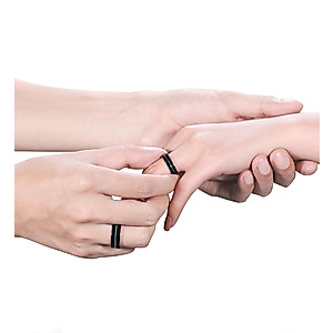 TIGRADE 5mm 7mm 9mm Rainbow Titanium Ring Colorful Thin Groove Wedding Band Couple Rings Size 3.5-14.5 (5MM, 3)