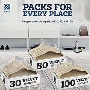 Zober Velvet Hangers 50 Pack - Heavy Duty Ivory Hangers for Coats, Pants & Dress Clothes - Non Slip Clothes Hanger Set - Space Saving Felt Hangers for Clothing