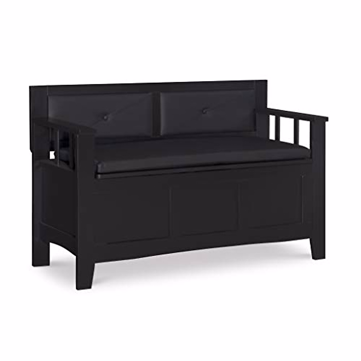 Linon Carlton Padded Bench, 44.5"W x 17"D x 30"H, Black