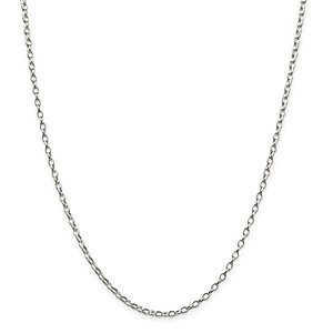 The Black Bow 2.5mm Sterling Silver Solid Oval Rolo Chain Necklace, 18 Inch