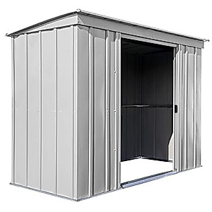 Arrow Shed Classic 8' x 4' Outdoor Padlockable Steel Storage Shed Building, Flute Grey