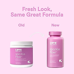 Love Wellness Sparkle Fiber Supplement for Digestive Health | Psyllium Husk Powder | Supports Regularity & Weight Management | Beauty Pills for Bloating Relief with Digestive Enzymes | 90 Capsules