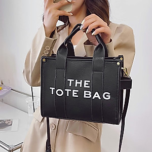 Yaopeing Tote Bag for Women,PU Leather Personalized Trendy Tote Bag,Crossbody Handbags or Handle Bag for Work Travel,Small Black