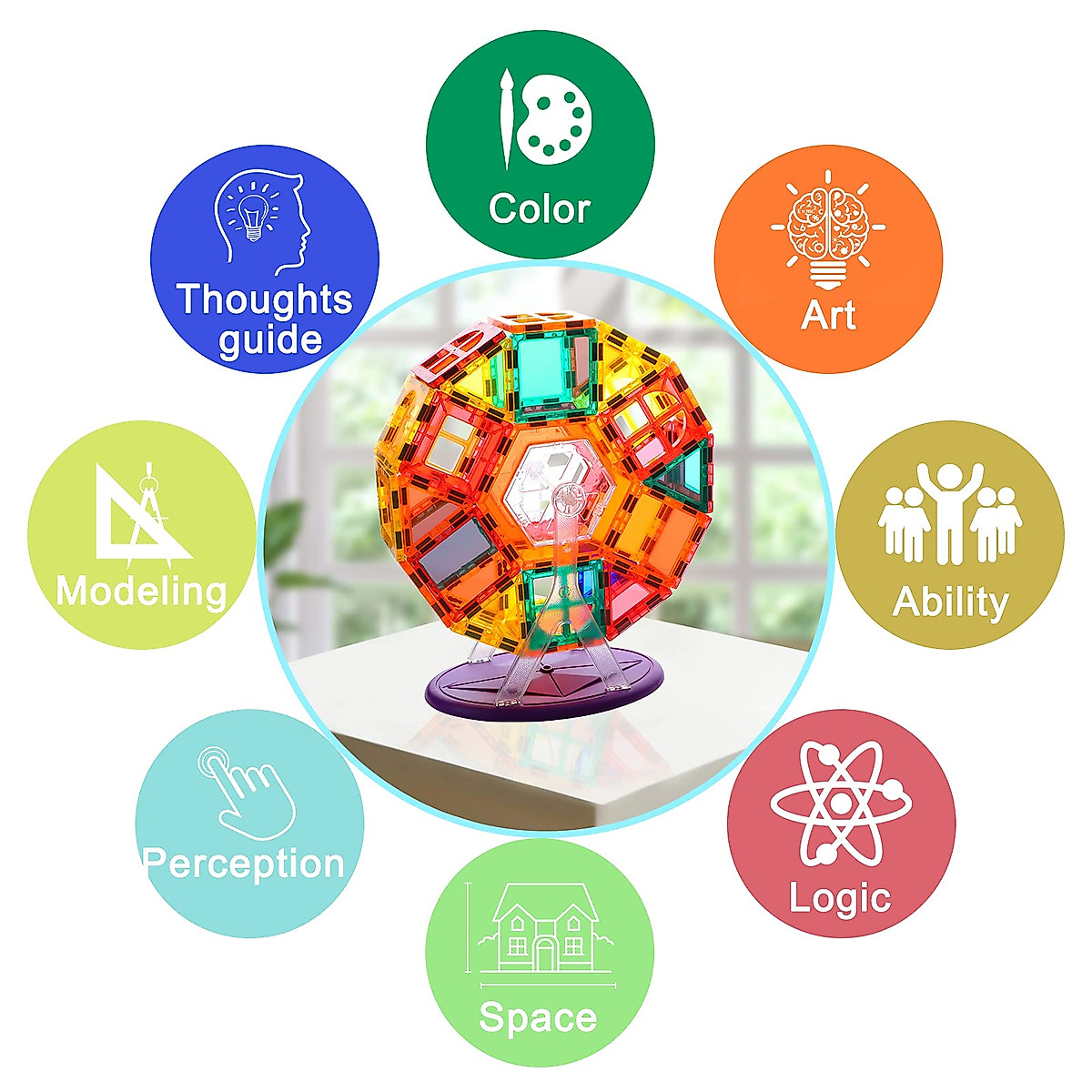 Gifts2U Magnetic Blocks, 96PCS Magnetic Tiles Building Set for Kids with Storage Box STEM Preschool Educational Construction Kit Magnet Stacking Toys Gifts for Boys and Girls