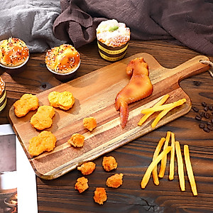 6 Pack Acacia Wood Cutting Board with Handle Wooden Kitchen Chopping Boards Large Wooden Charcuterie Boards Cheese Serving Board Wooden Cutting Board for Meat Cheese Bread Vegetables Fruit (17 x 7 In)