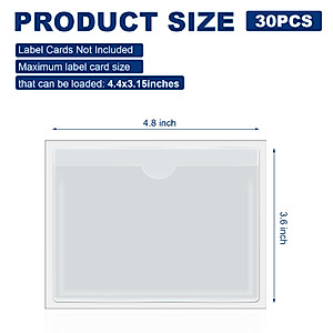 30 Pack Self-Adhesive Index Card Pockets with Top Open for Loading - Ideal Card Holder for Organizing and Protecting Your Index Cards - Crystal Clear Plastic (3.6 x 4.8 Inches)