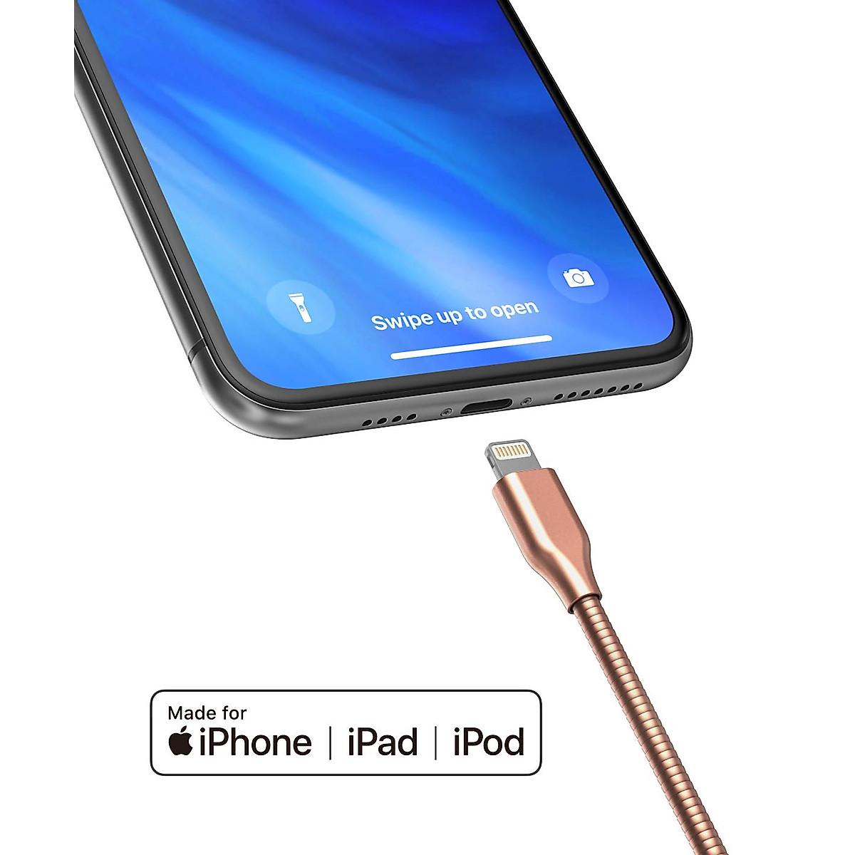 GALVANOX (2 Pack) Pet Proof iPhone Charger - Braided Metal Lightning to USB-C Charging Cables [Apple MFi Certified] Ultra Durable ChewProof Cord (4 Ft.) Compatible with iPhone and iPad