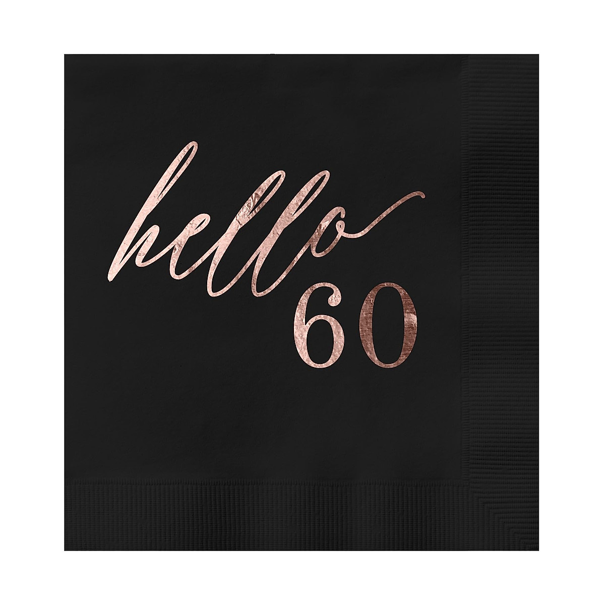 Birthday Black Beverage Cocktail Party Napkins 25 Pack with Rose Gold Foil Printing 4.75 x 4.75 Paper Frenzy, Hello 50