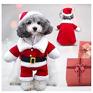 Cykapu Pet Christmas Costumes Dog Set, Cute Pet Santa Claus Costume Set, Role-Playing Costume, Christmas Party Costume, Pet Cat and Dog Costume Accessories (Christmas pet Dres XL)