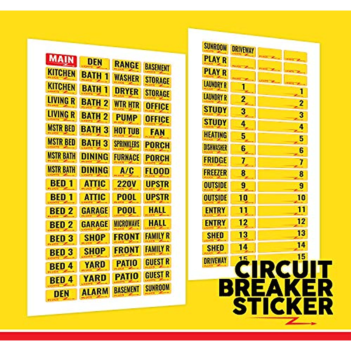 Linelax Circuit Breaker Box Labels – 129 Weatherproof Fuse Box Stickers
