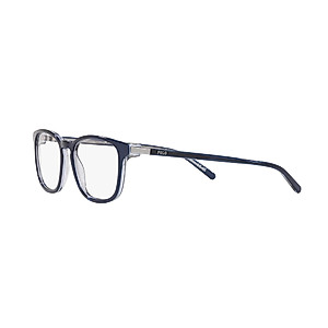 Polo Ralph Lauren Men's PH2117 Rectangular Prescription Eyewear Frames, Shiny Transparent Blue/Demo Lens, 54 mm