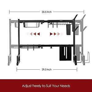 Sakugi Over The Sink Dish Drying Rack - Adjustable (29.5-35.5in) Drying Rack w/Large Capacity, Space-Saving Dish Rack for Kitchen Counter, 2-Tier Dish Drying Rack, Premium Stainless Steel