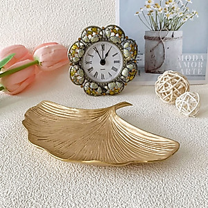 Pasiir Small Leaf Shaped Trinket Dish, Decorative Gold Jewelry Dish Tray, Ring Hodler Dish Jewelry Organizer