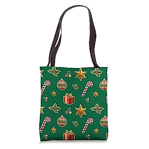 Xmas Decor Holiday Wrapping Paper Pattern Vintage Christmas Tote Bag