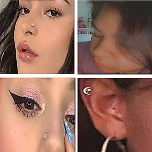 Yachy 8Pcs 20G 316L Stainless Steel Cute L S Shaped Nose Studs CZ Round Butterfly Flower Nose Rings Daisy Snowflake Star Moon Screw Nose Rings Small Body Piercing Jewelry for Women Men, Stainless