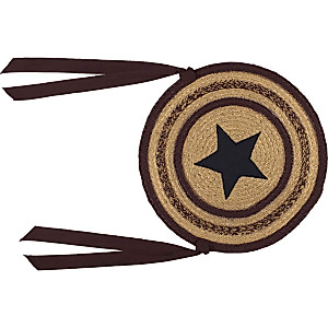 VHC Brands Potomac Chair Pad Set, 15" Diameter, Burgundy 6 Pieces