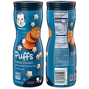 Gerber Puffs Cereal Snack Variety Pack - 1 Strawberry Apple, 1 Banana, 1 Sweet Potato - 1.48 OZ Each (Pack of 3)