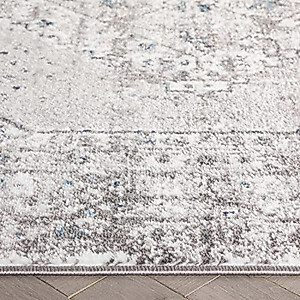Well Woven Dulcet Trieste Distressed Floral Medallion Pattern Ivory Grey 5'3" X 7'3" Area Rug